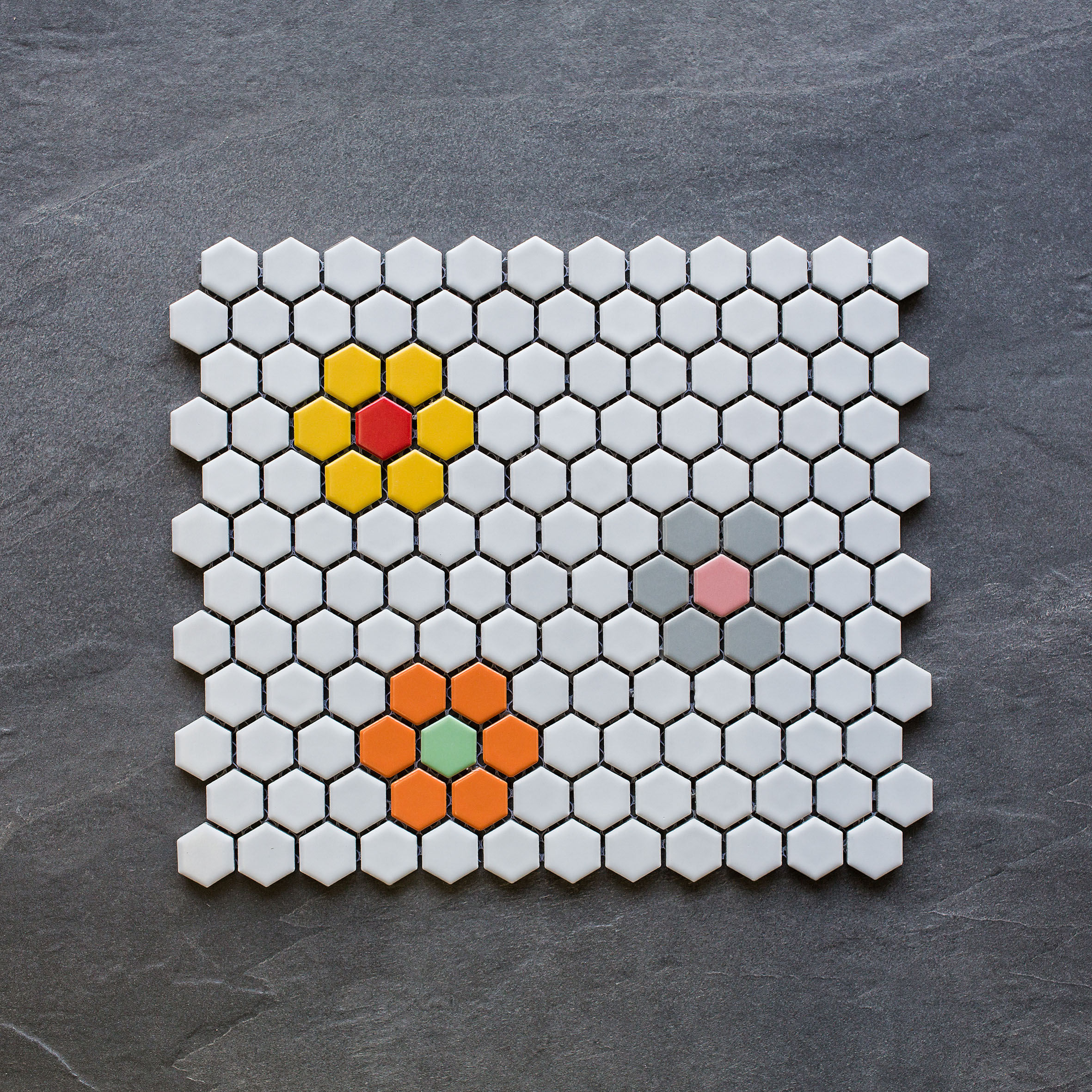 1" HEX DAISY WHITE WITH RANDOM MULTI DOT MATTE - The Tile Store